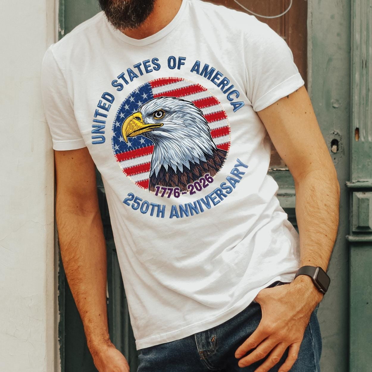 America 250th Anniversary Embroidery Design PNG, Patch clipart, America ...