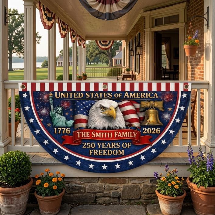 America 250th Anniversary Fan Flag, Patriotic Eagle Outdoor Flag ...