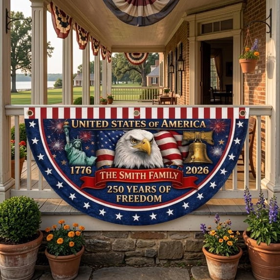 America 250th Anniversary Fan Flag, Patriotic Eagle Outdoor Flag ...