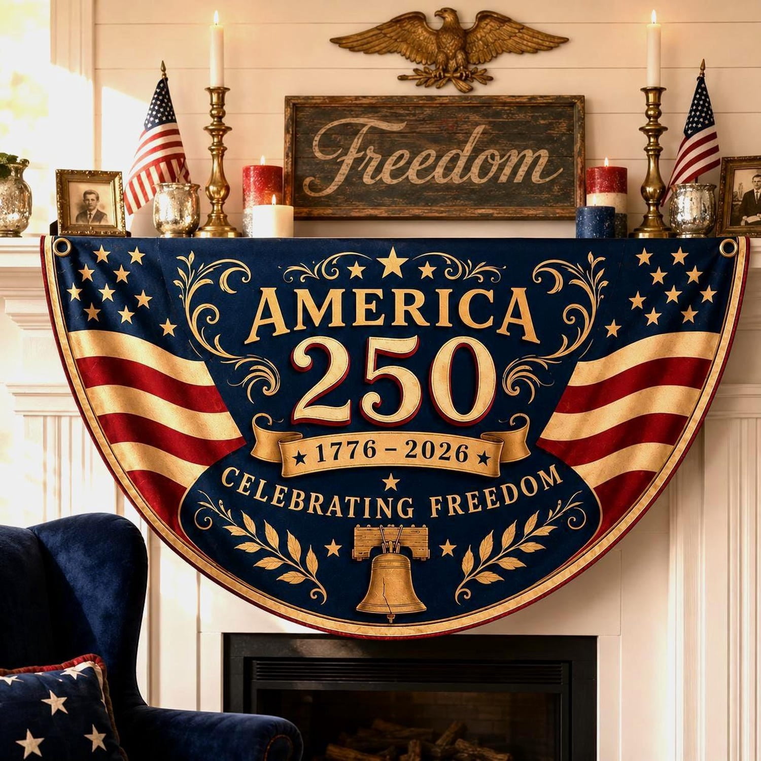 America 250th Anniversary Fan Flag, Semiquincentennial 1776-2026 ...