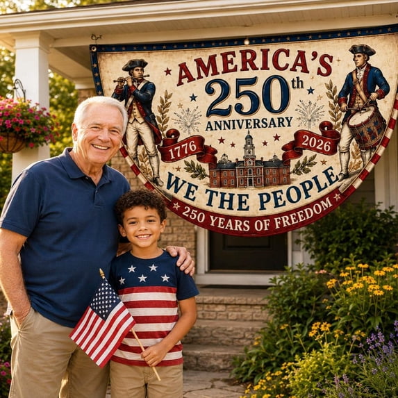 America 250th Anniversary Fan Flag, Semiquincentennial 1776-2026 ...