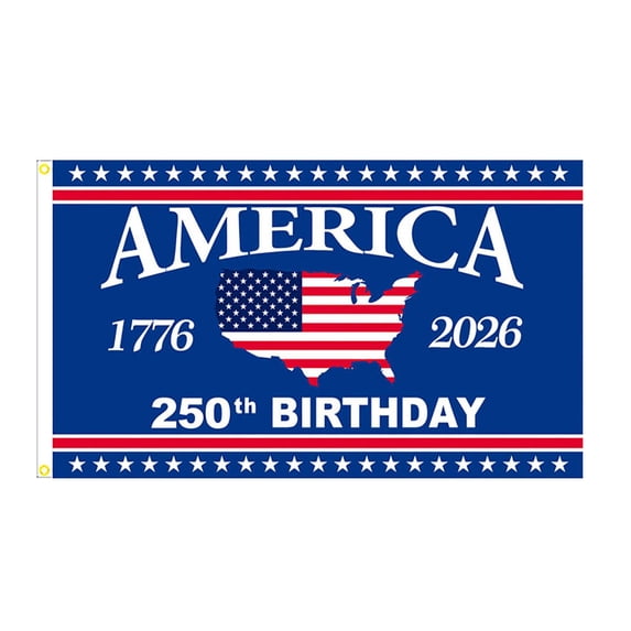 America 250th Anniversary Flag - Double Sided, 3x2 Feet, USA Map Design ...