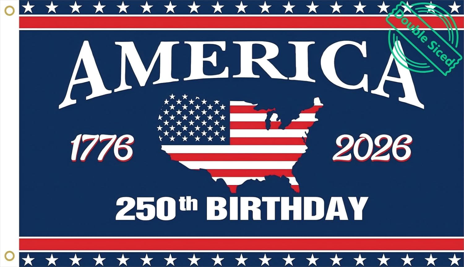 America 250th Anniversary Flag - Double Sided, 3x5 Feet, USA Map Design ...