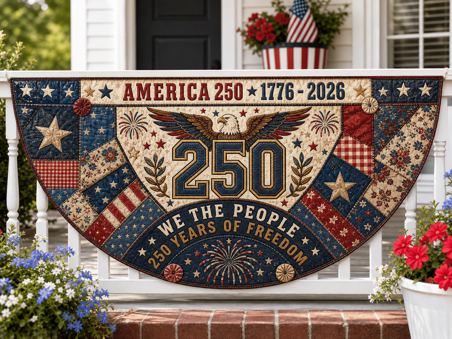 America 250th Anniversary Flag Patriotic Eagle Quilt Style 1776-2026 ...