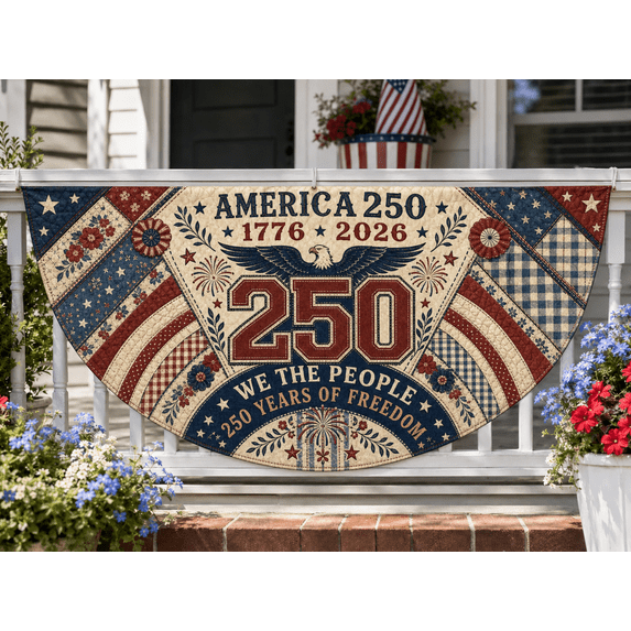America 250th Anniversary Flag Patriotic Quilt Banner for 1776-2026 ...