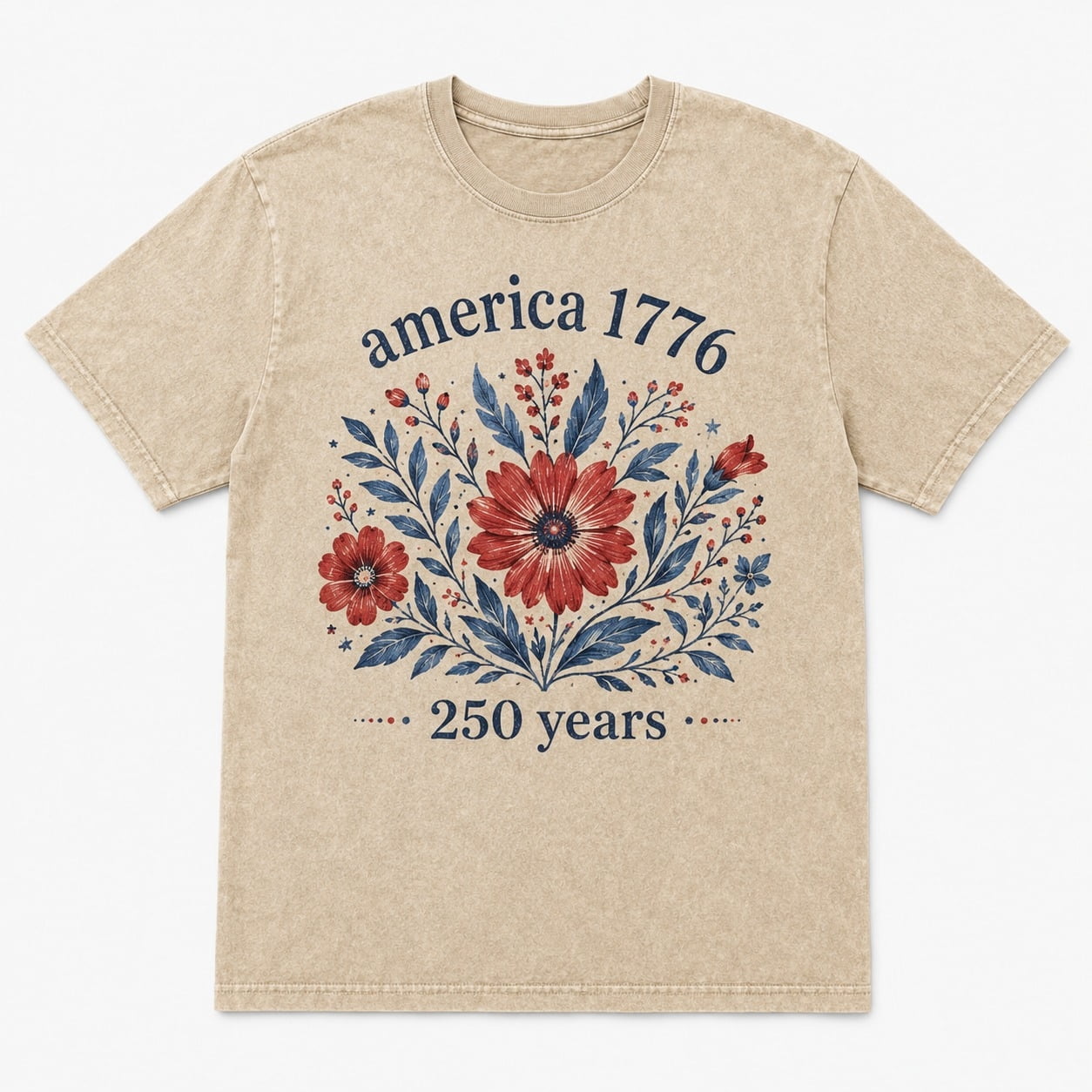 America 250th Anniversary Floral T-Shirt, USA 1776 Patriotic Fourth of ...