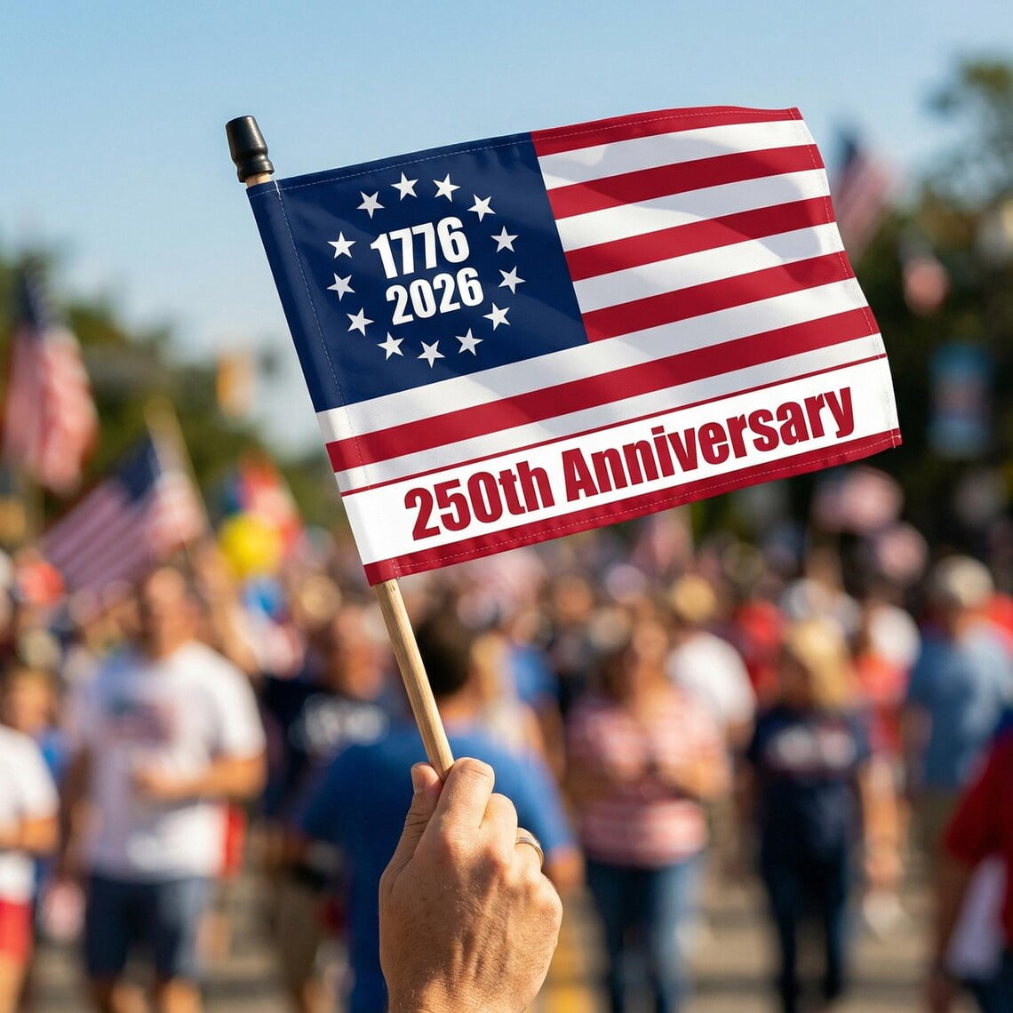 America 250th Anniversary Hand Flag, USA 250 Patriotic Small Flag with ...