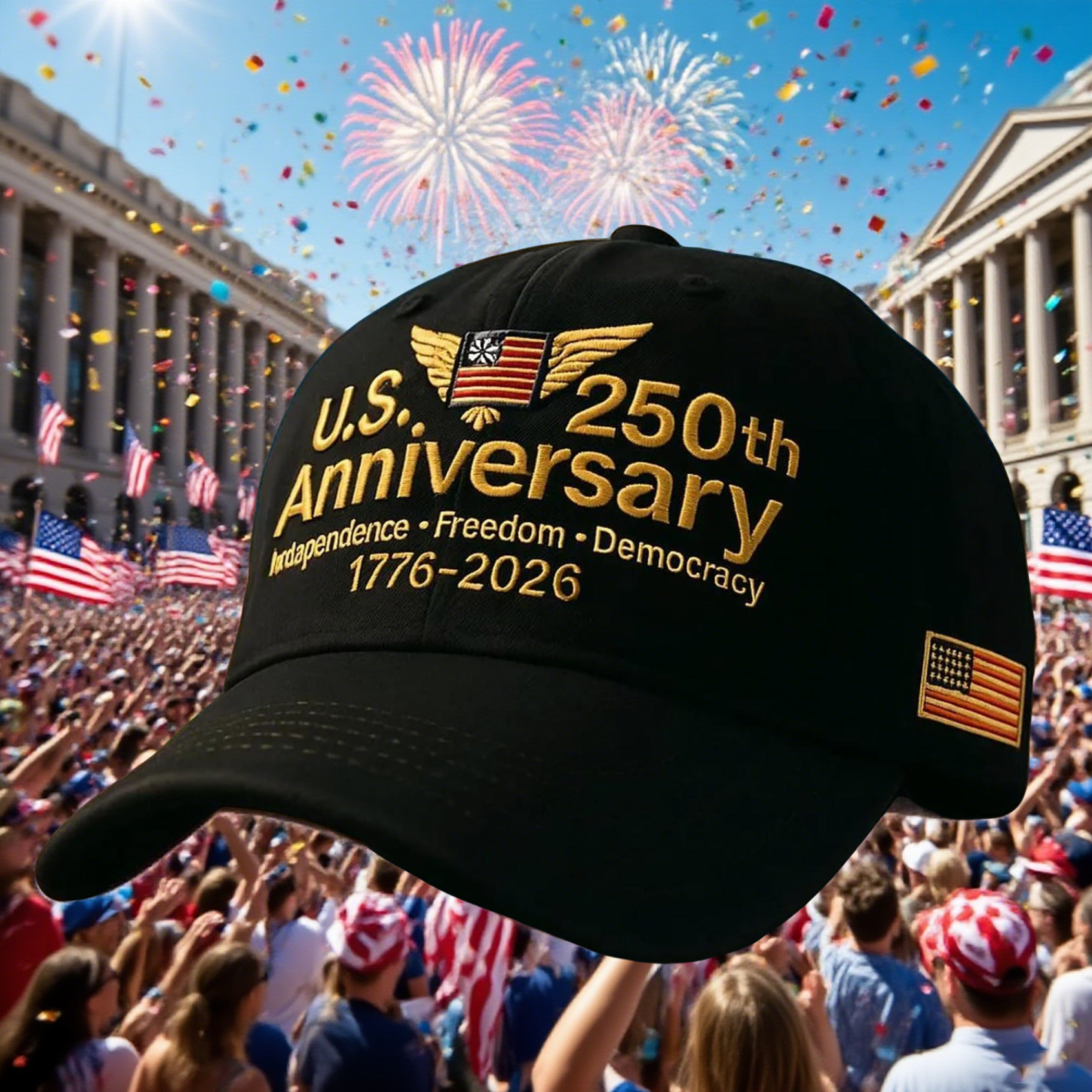 America 250th Anniversary Hat, Retro Wash Adjustable Cap, Patriotic ...