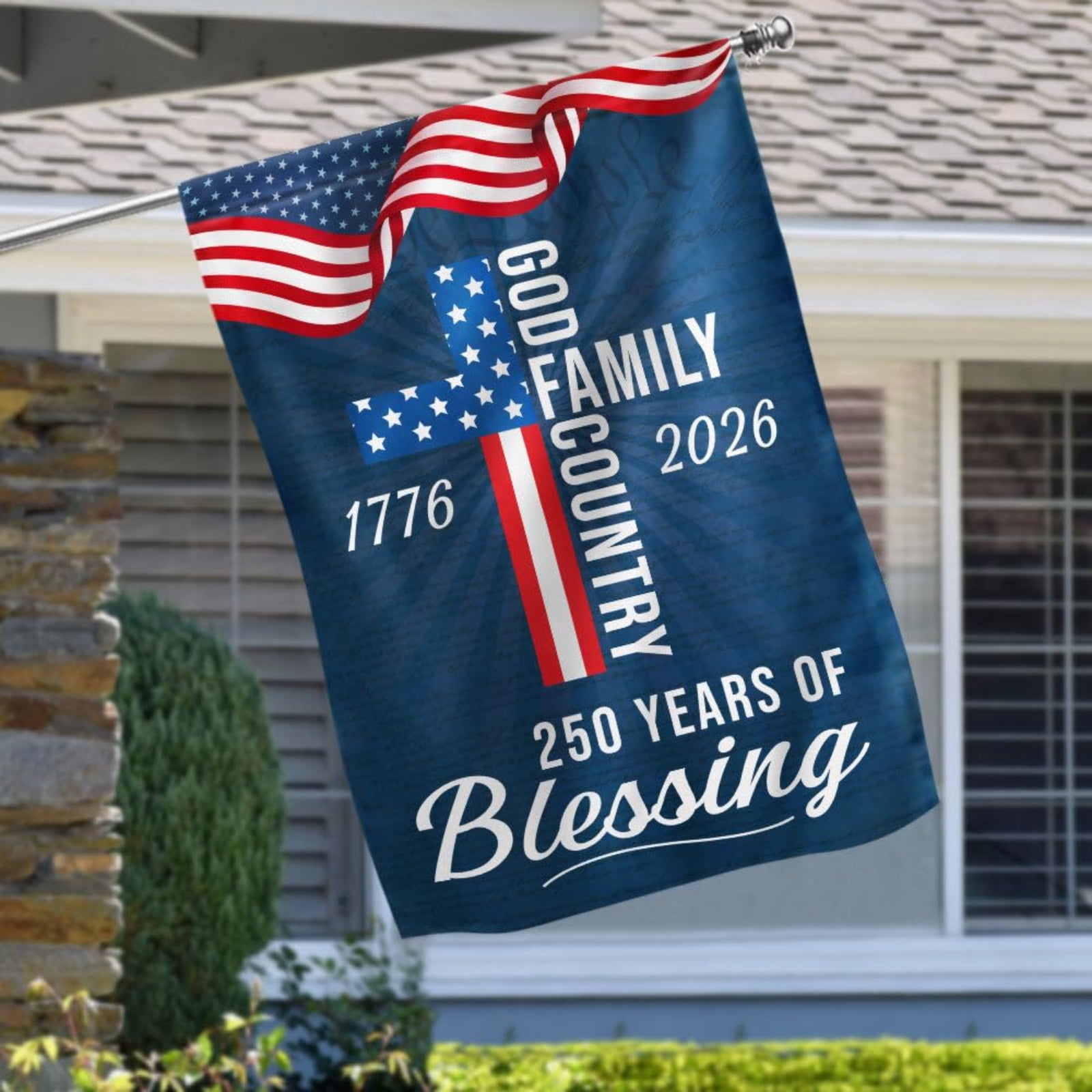 America 250th Anniversary House Flag 2026, "God Country Family" Large ...