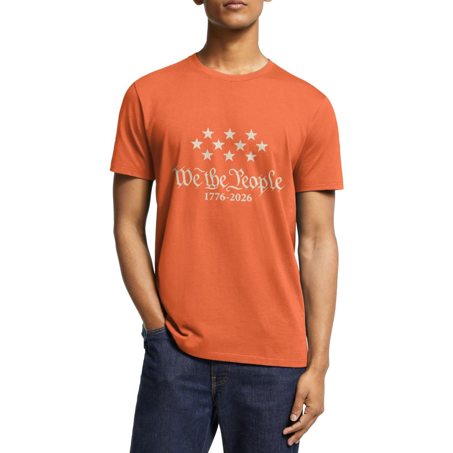 America 250th Anniversary Men T Shirts, 1776-2026 USA Flag Orange ...