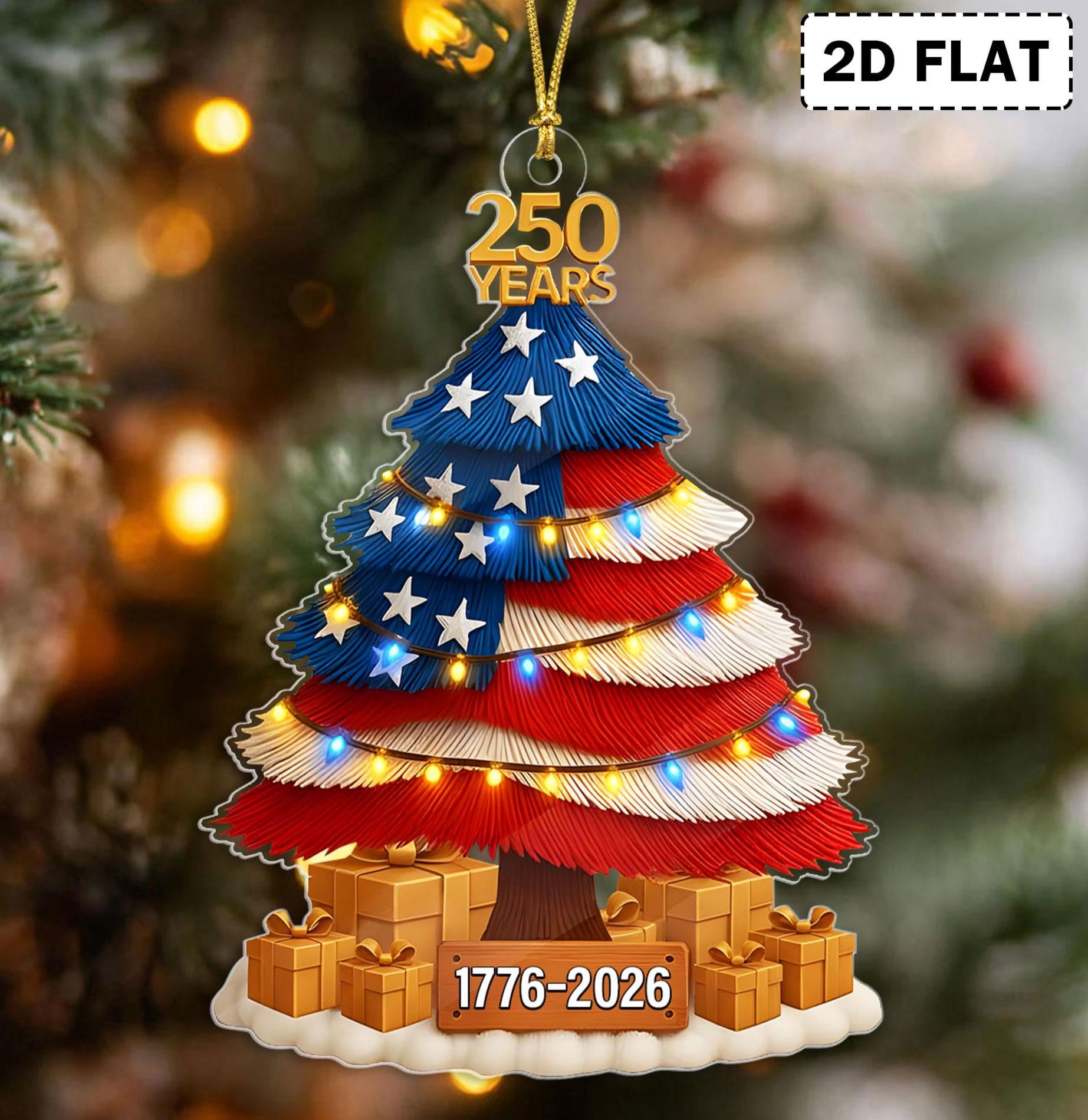 America 250th Anniversary Ornament 1776–2026, Patriotic US Flag ...