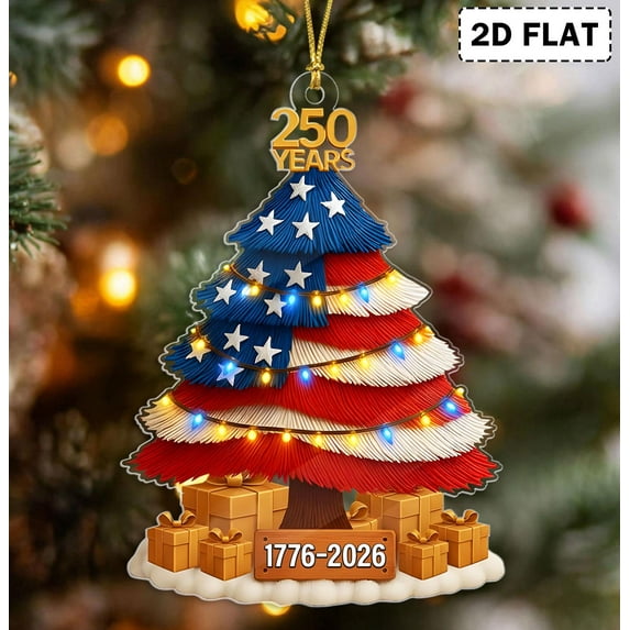 America 250th Anniversary Ornament 1776–2026, Patriotic US Flag ...