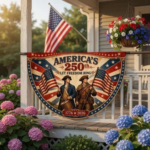 America 250th Anniversary Patriotic Bunting Banner, Let Freedom Ring ...