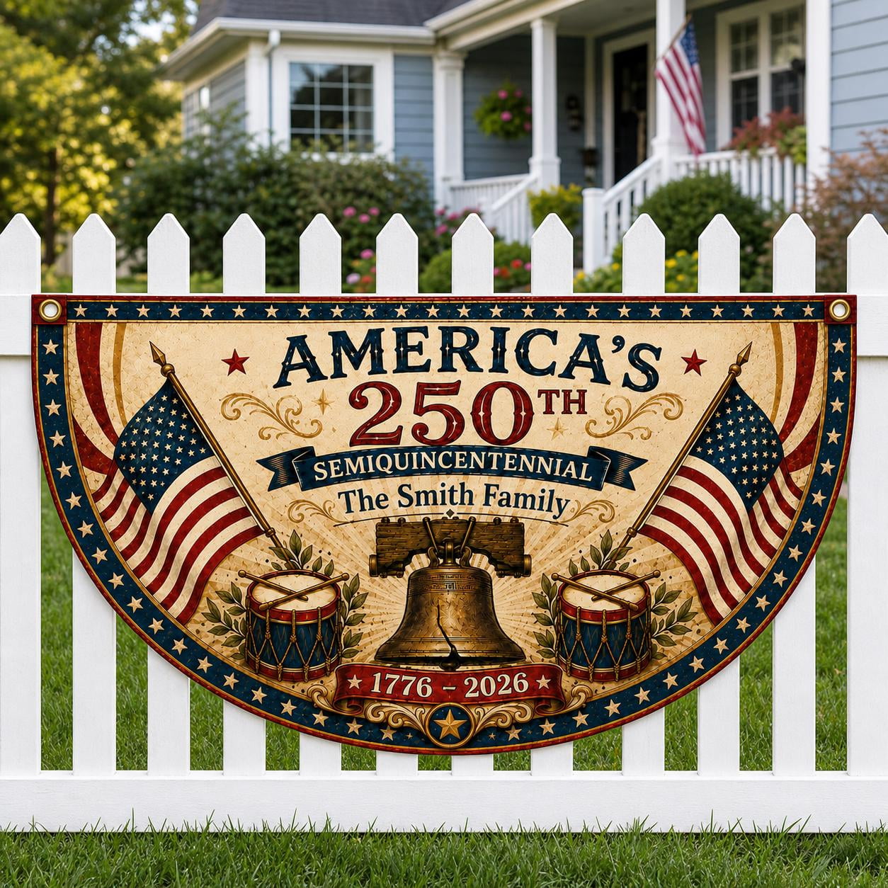 America 250th Anniversary Patriotic Bunting Flag, 1776 2026 Let Freedom ...