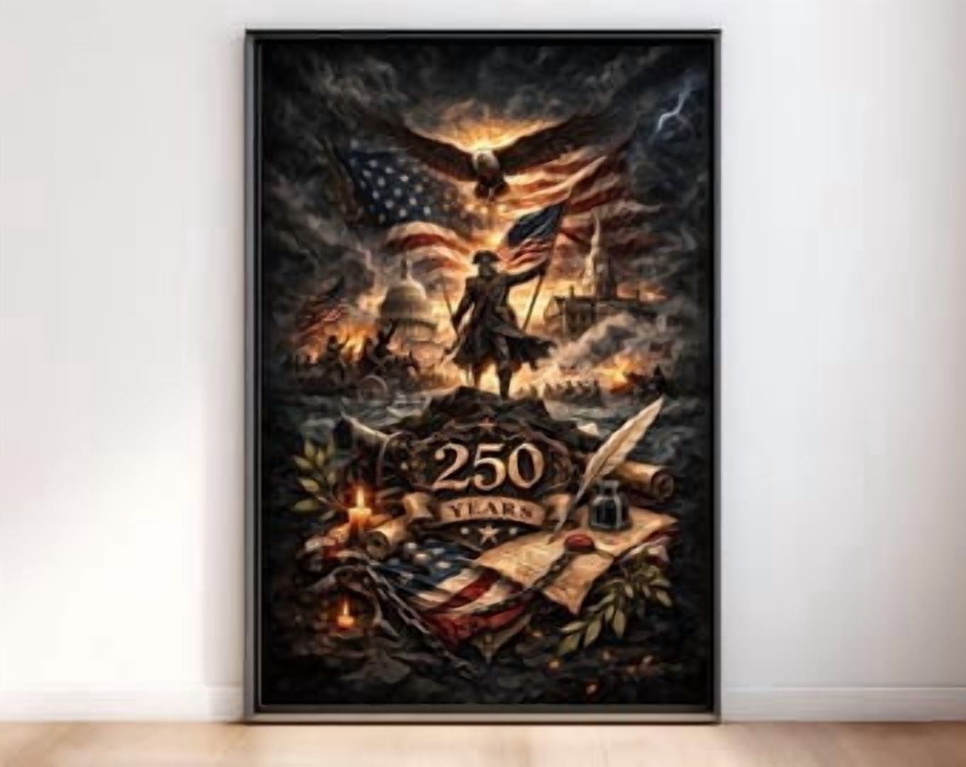 America 250th Anniversary Poster. Revolutionary War Decor. Patriotic ...