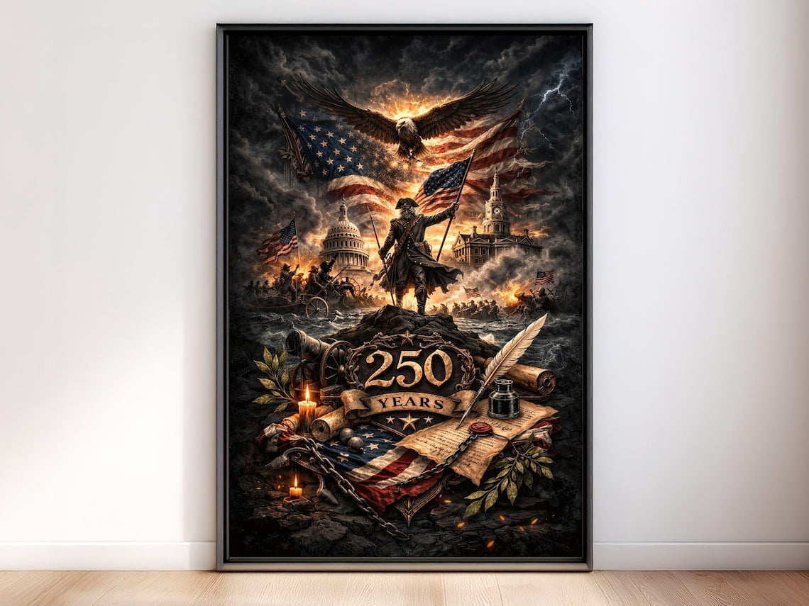 America 250th Anniversary Revolutionary War Decor USA Wall Art 1776 ...