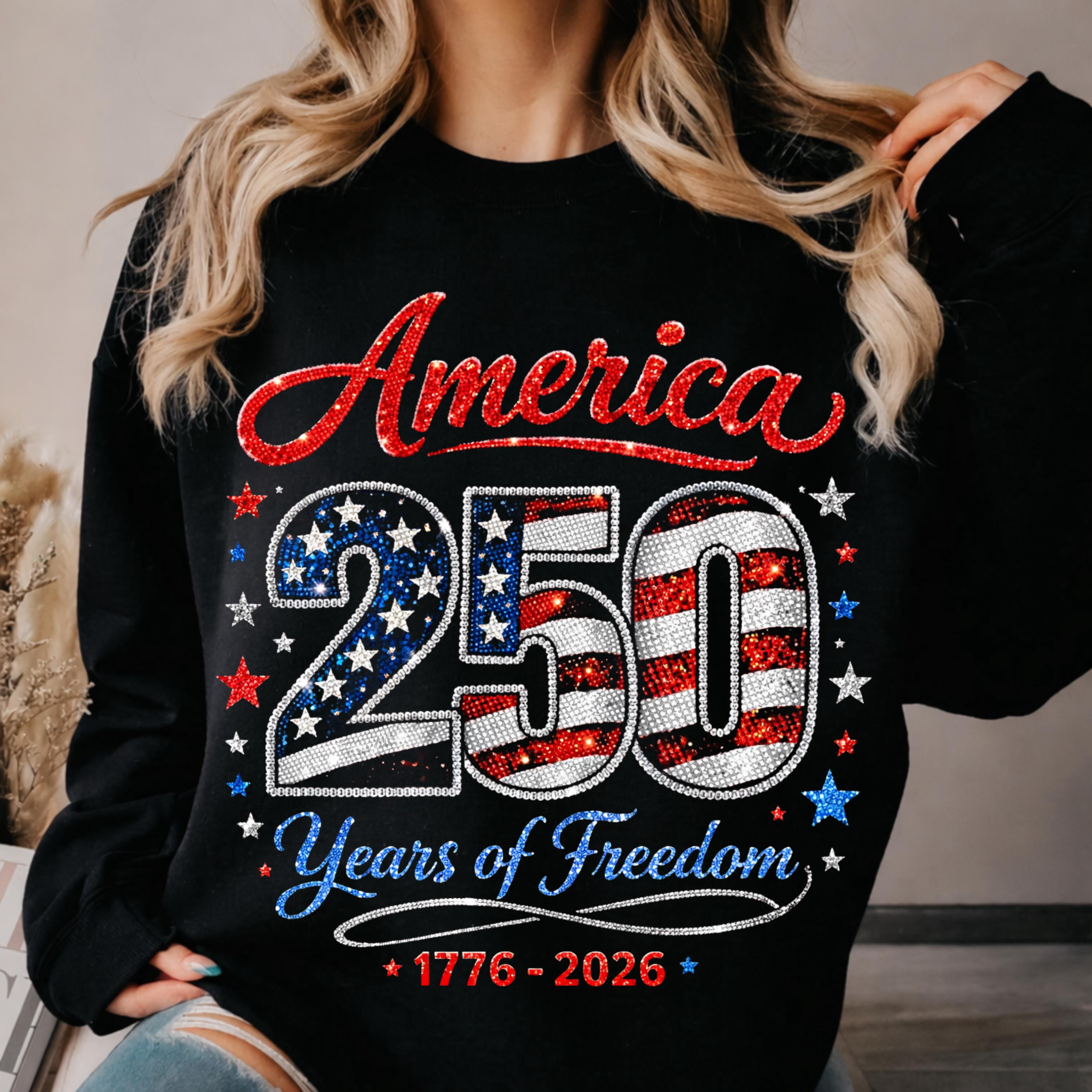 America 250th Anniversary Rhinestone Shirt USA Freedom Celebration ...