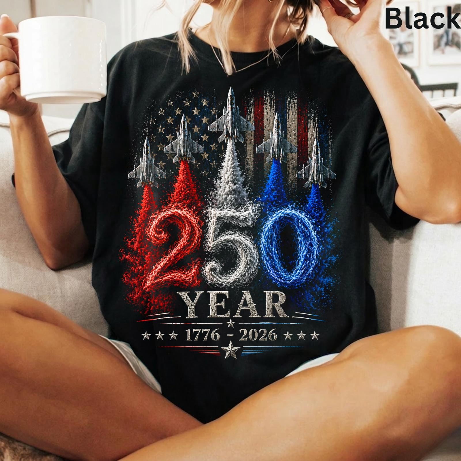 America 250th Anniversary Shirt, Fighter Jet Patriotic Tee, 1776 2026 ...