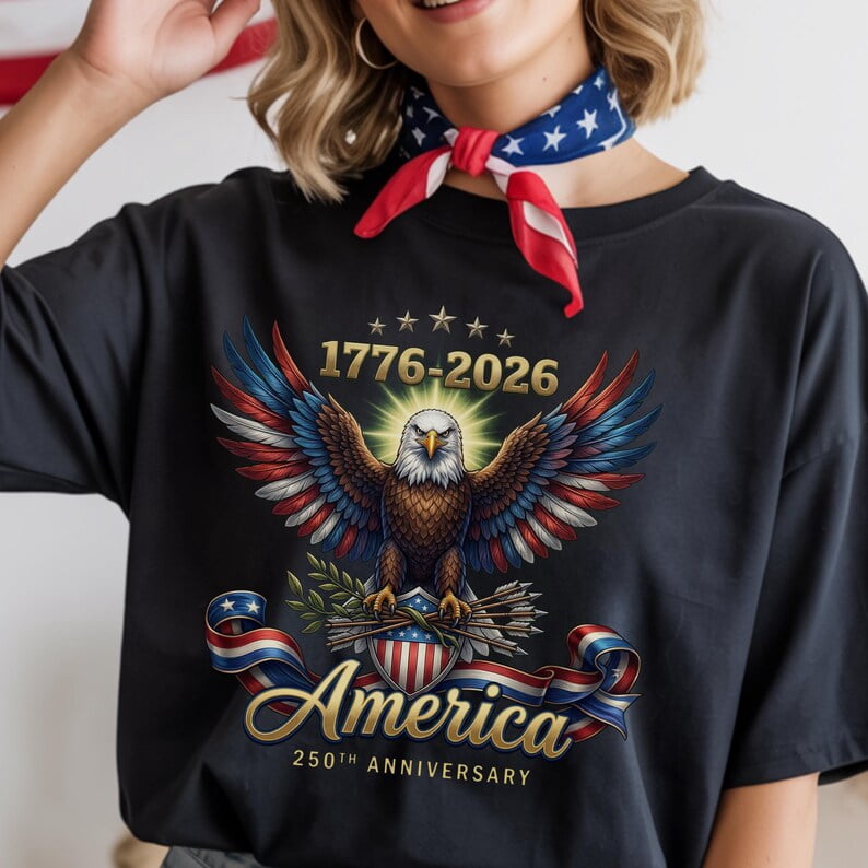 America 250th Anniversary Shirt, Patriotic Eagle 1776-2026 Tee, USA ...