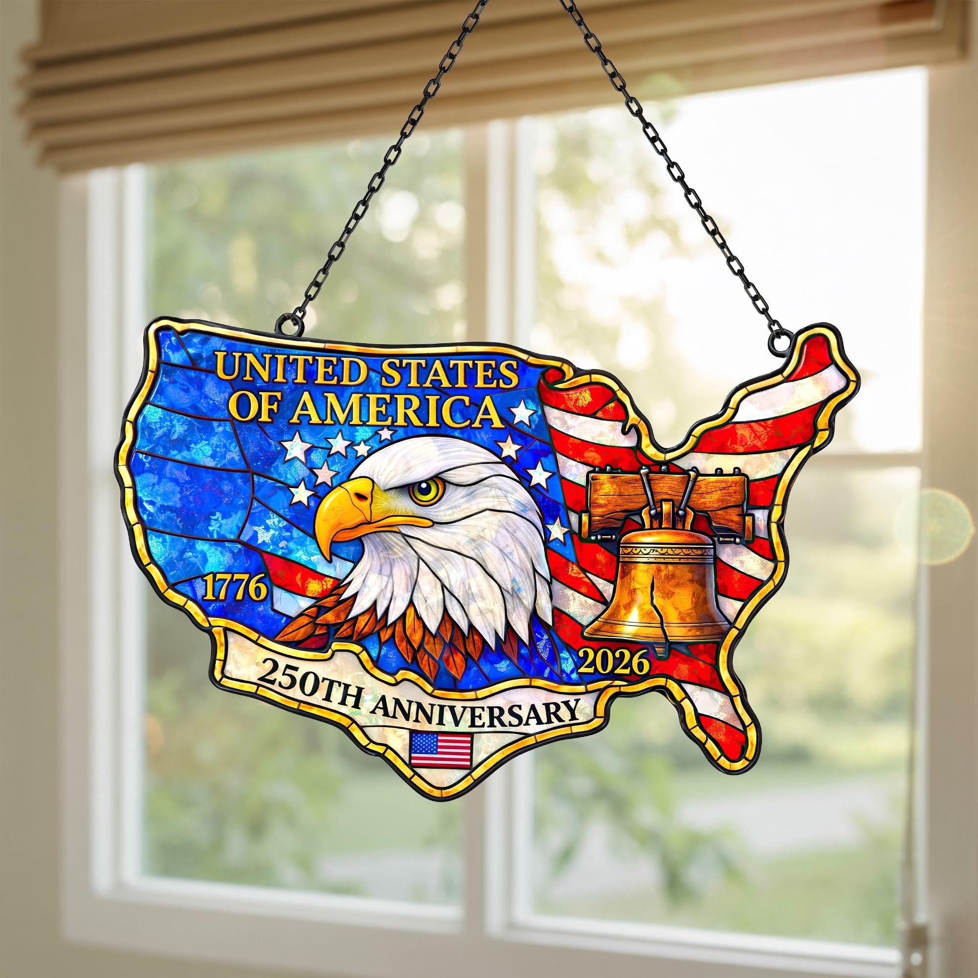 America 250th Anniversary Suncatcher - 1776-2026 Flat Eagle Window ...