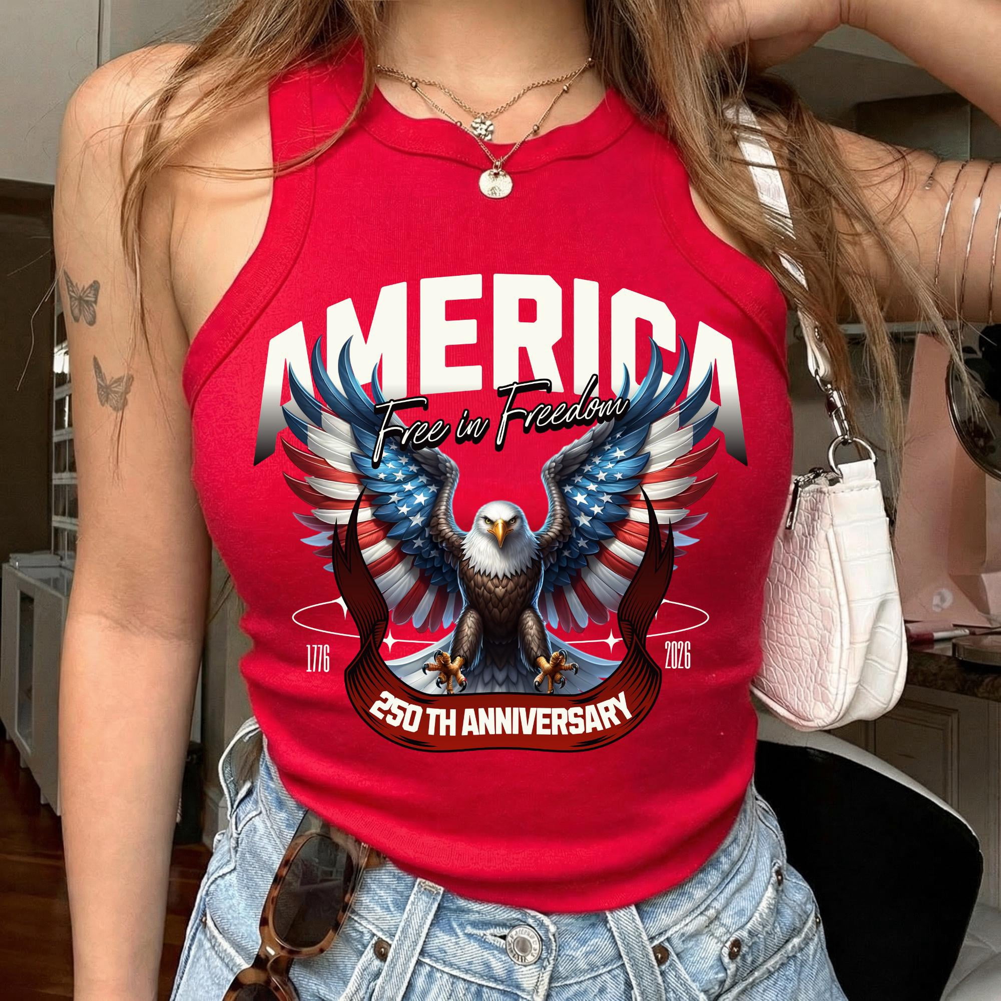 America 250th Anniversary Tank Top, Patriotic Eagle 1776-2026 Shirt ...