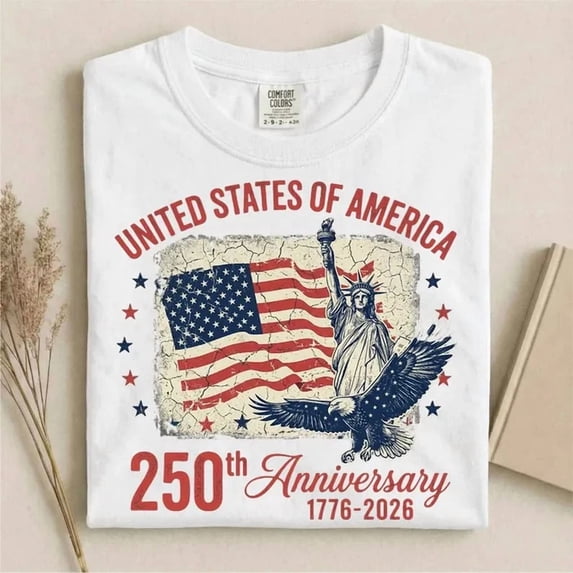 America 250th Anniversary Vintage Flag Patriotic USA Fourth of July 2D ...