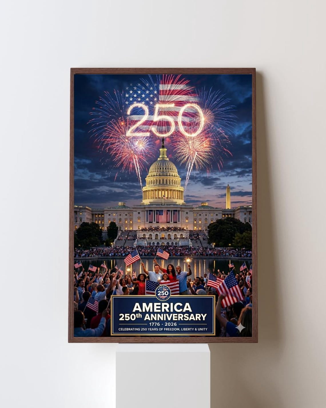America 250th Anniversary Wall Art 1776–2026 USA Patriotic Independence ...