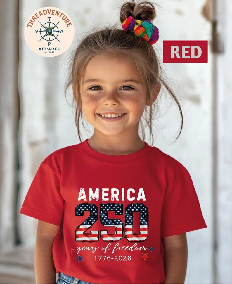 America 250th Anniversary Youth - Patriotic Flag "America 250" Youth's ...