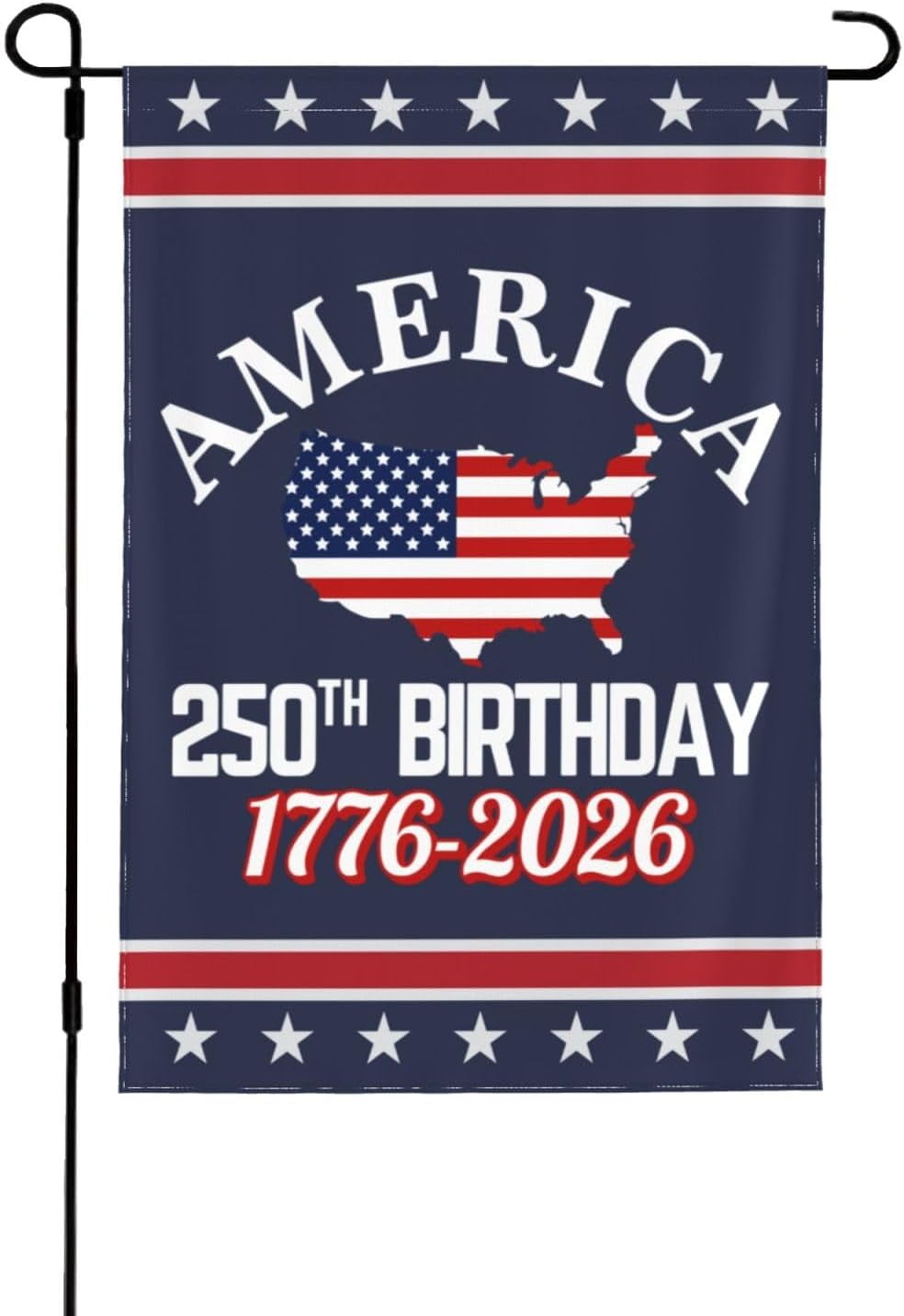 America 250th Birthday Garden Flag 12x18 1776 2026 America 250 Years Anniversary Yard Sign God ...