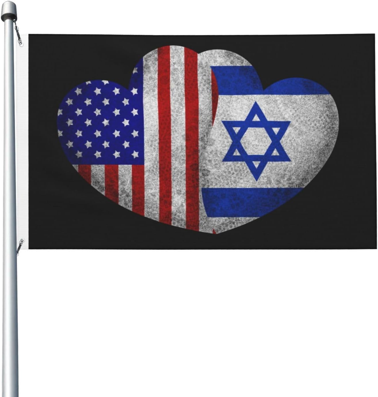 America And Haiti Haitian Heart Flag Flag 3x5 Ft Double Fabric Duplex ...