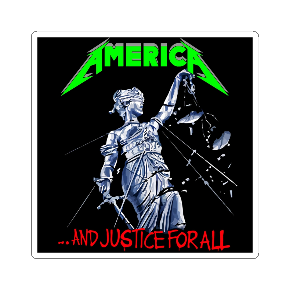 America And Justice For All Metal-Style Kiss-Cut Stickers - Walmart.com