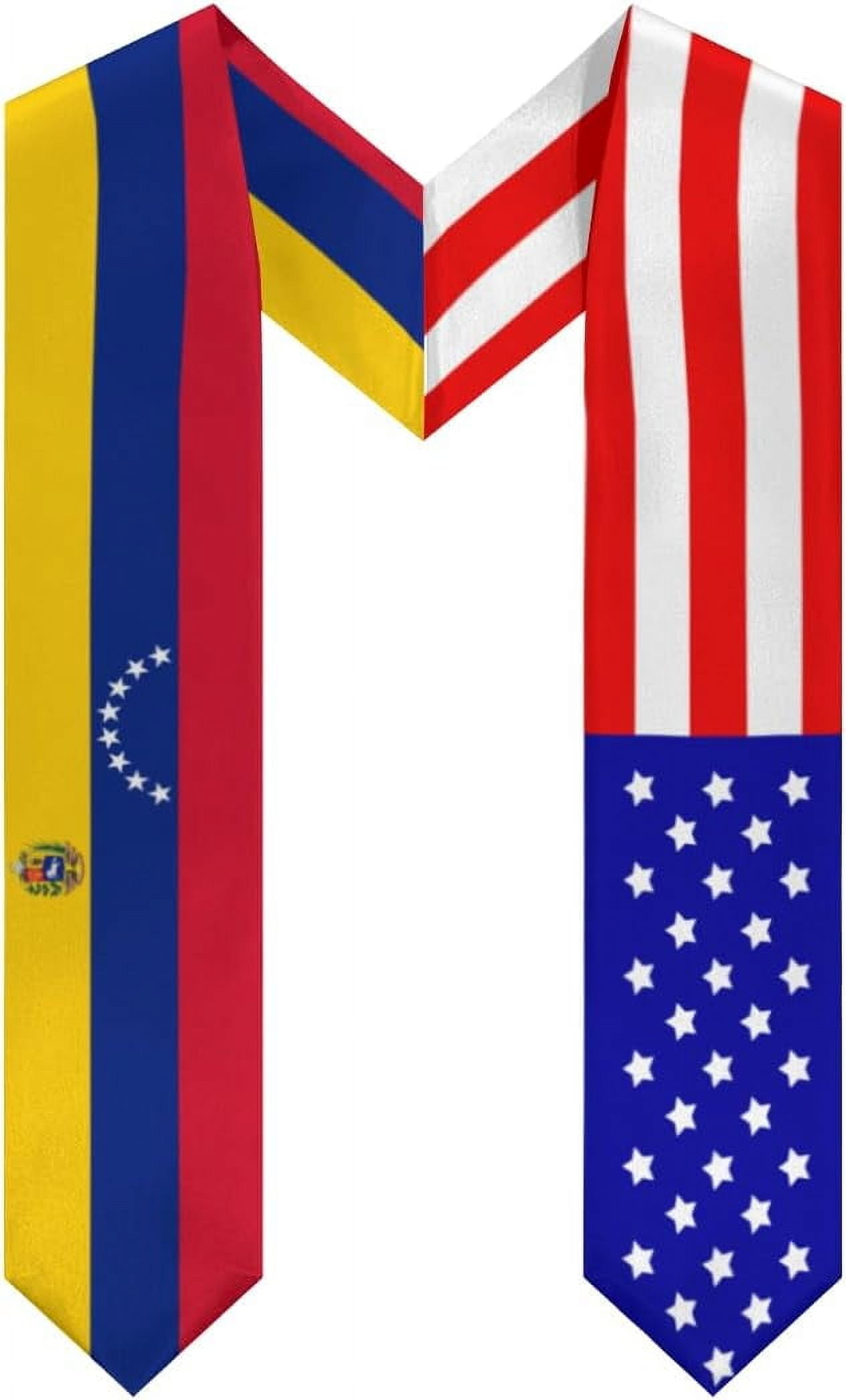 America And Venezuela Venezuelian Flag V-Neck Graduation Shawl Sash ...