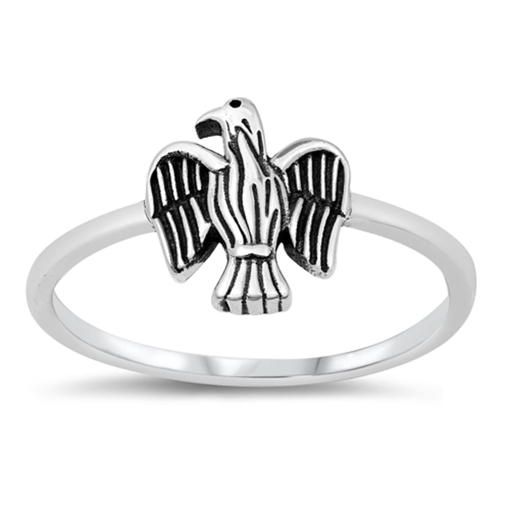America Bald Eagle Bird Wing Ring .925 Sterling Silver Band Jewelry ...