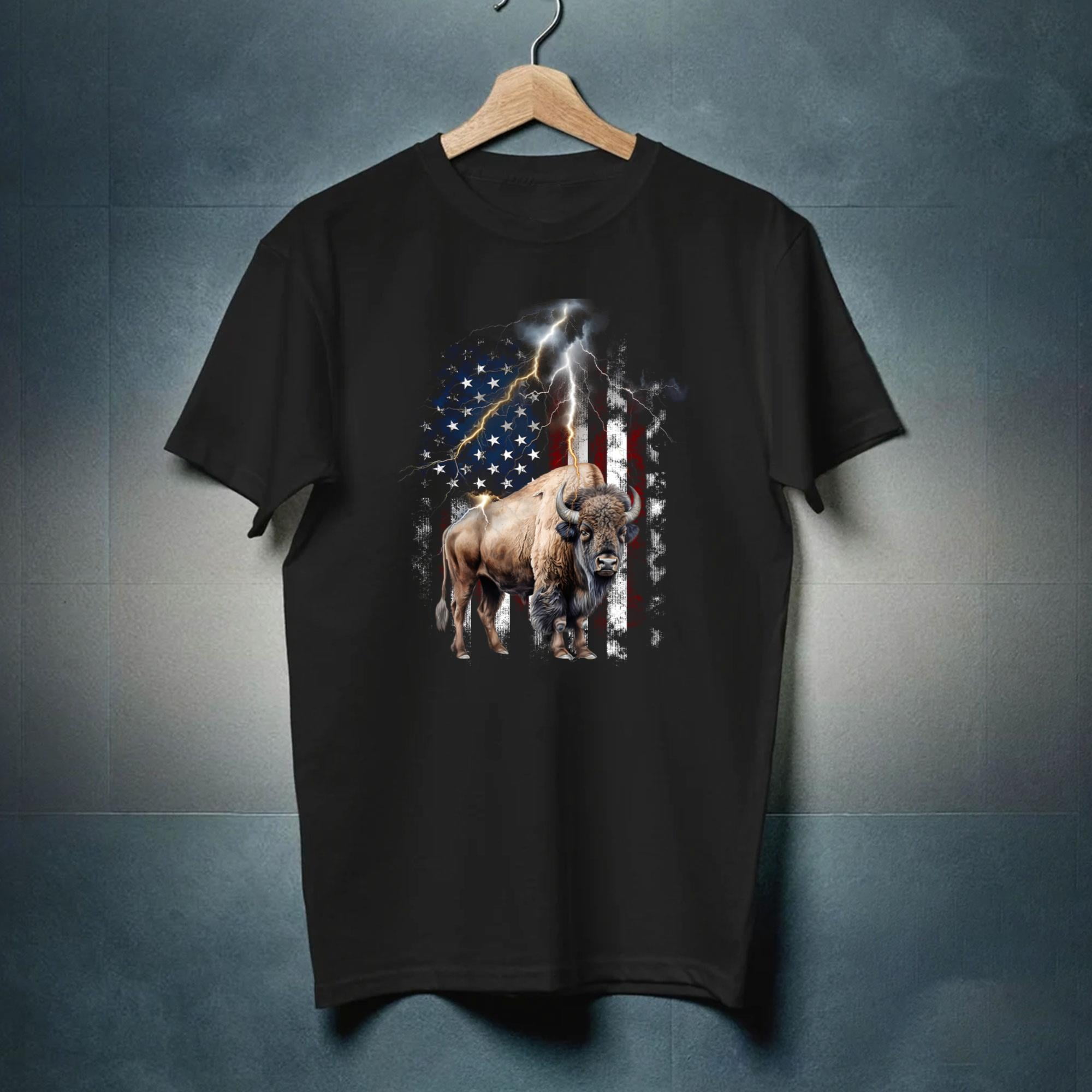 America Bison Shirt, Bison American Flag, Bison Graphic, Gift for Dad ...