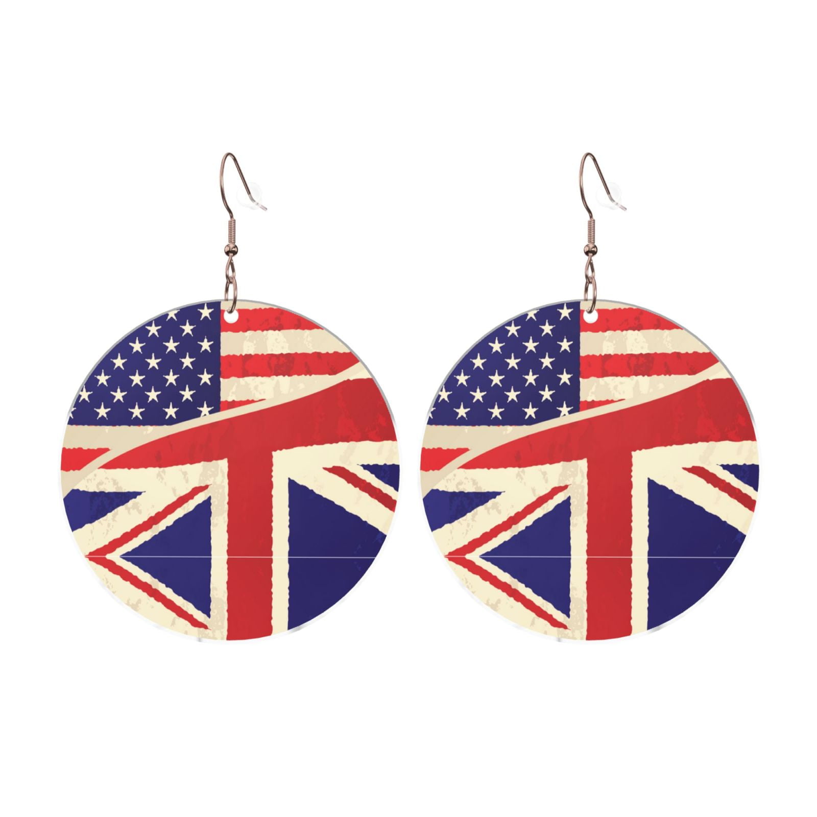 America British Flag Acrylic Dangle Round Earrings For Women Circle ...
