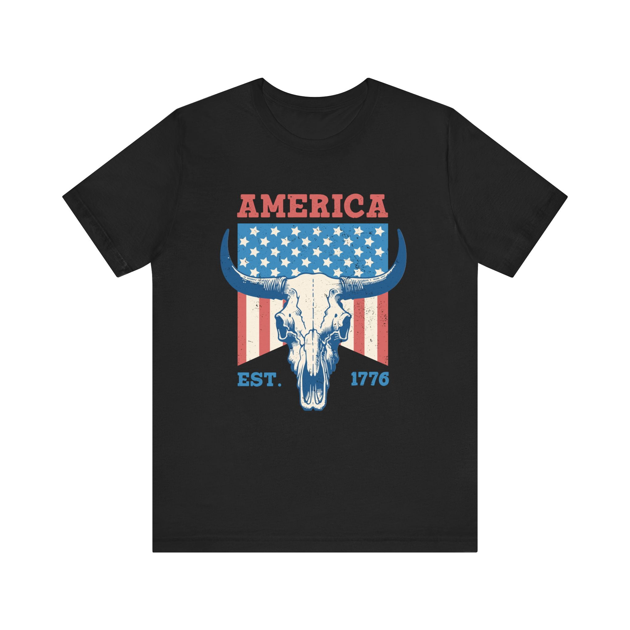 America Buffalo Skull 1776 American Flag 4th of July Independence Day ...