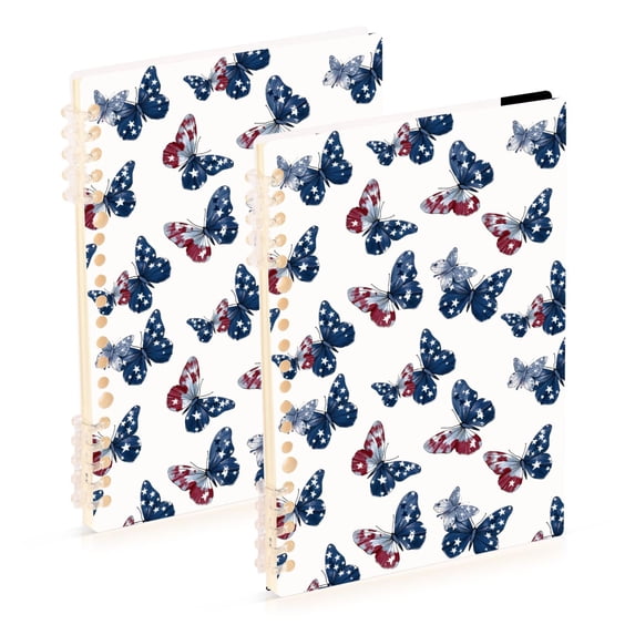 America Butterflies Pattern A5 Notebook Set of 2 Refillable 60 Sheets ...