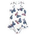 America Butterflies Pattern Girls' One-Piece Swimsuit Bowknot Tie ...