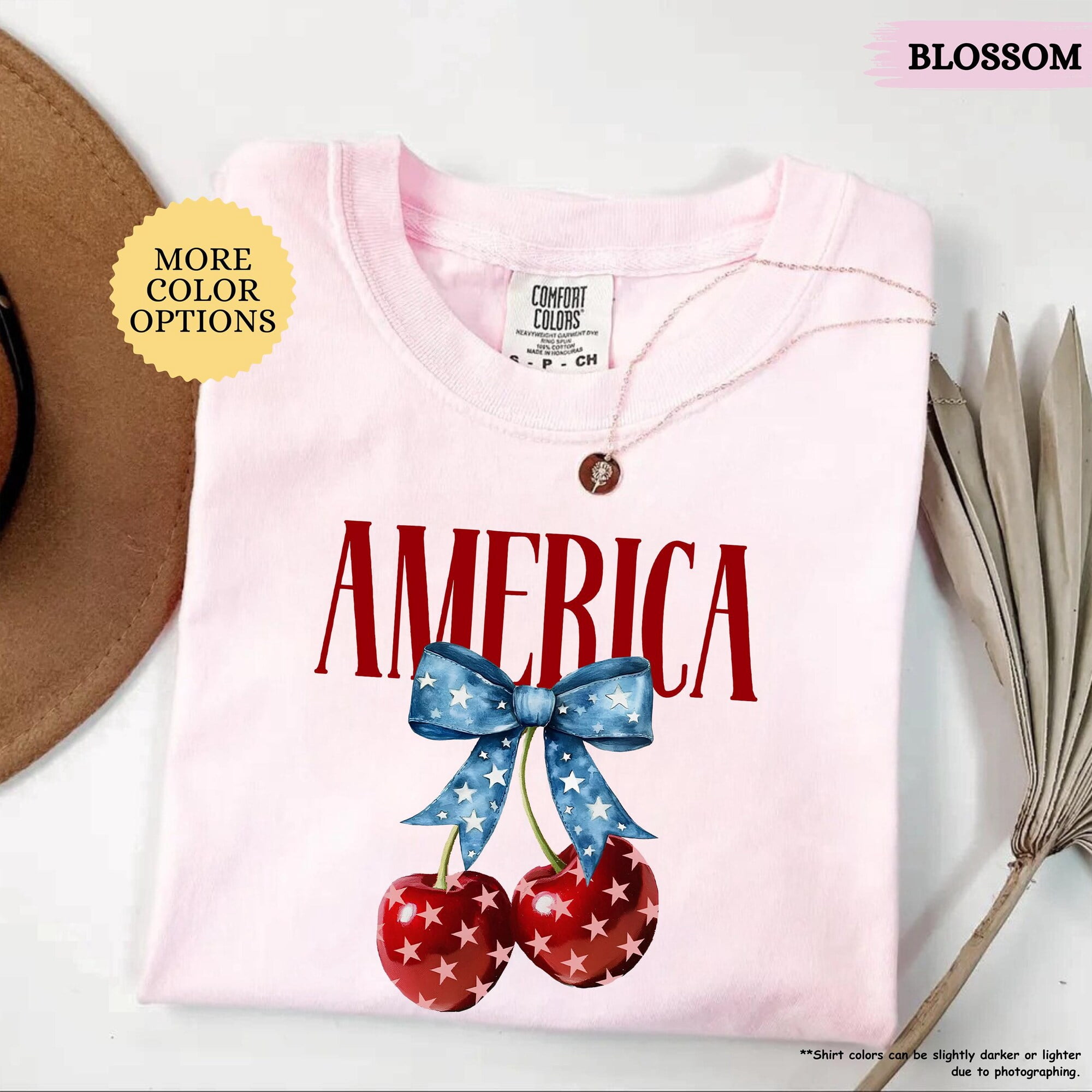America Cherries Shirt Cherry Bow Tee Trendy July 4th Mom Patriotic ...