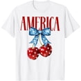 America Cherry Bow USA Flag Women Girl Patriotic 4th Of July T-Shirt ...