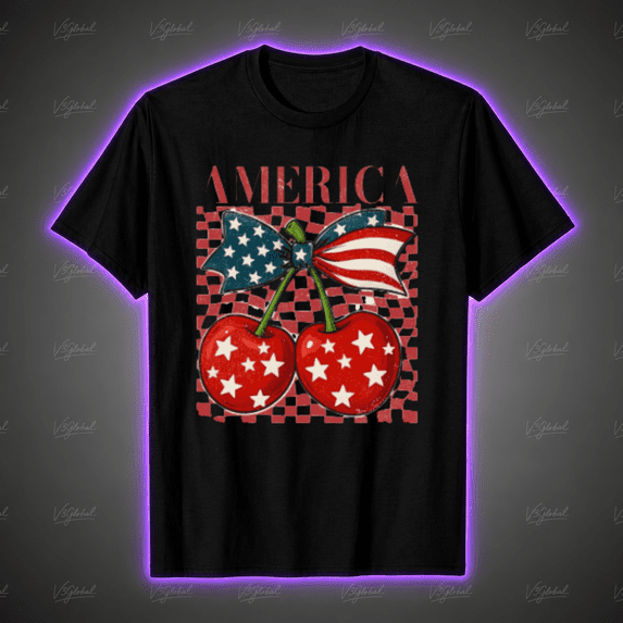 America Cherry Flag Coquette Aesthetic Unisex T-Shirt Size S-5XL ...