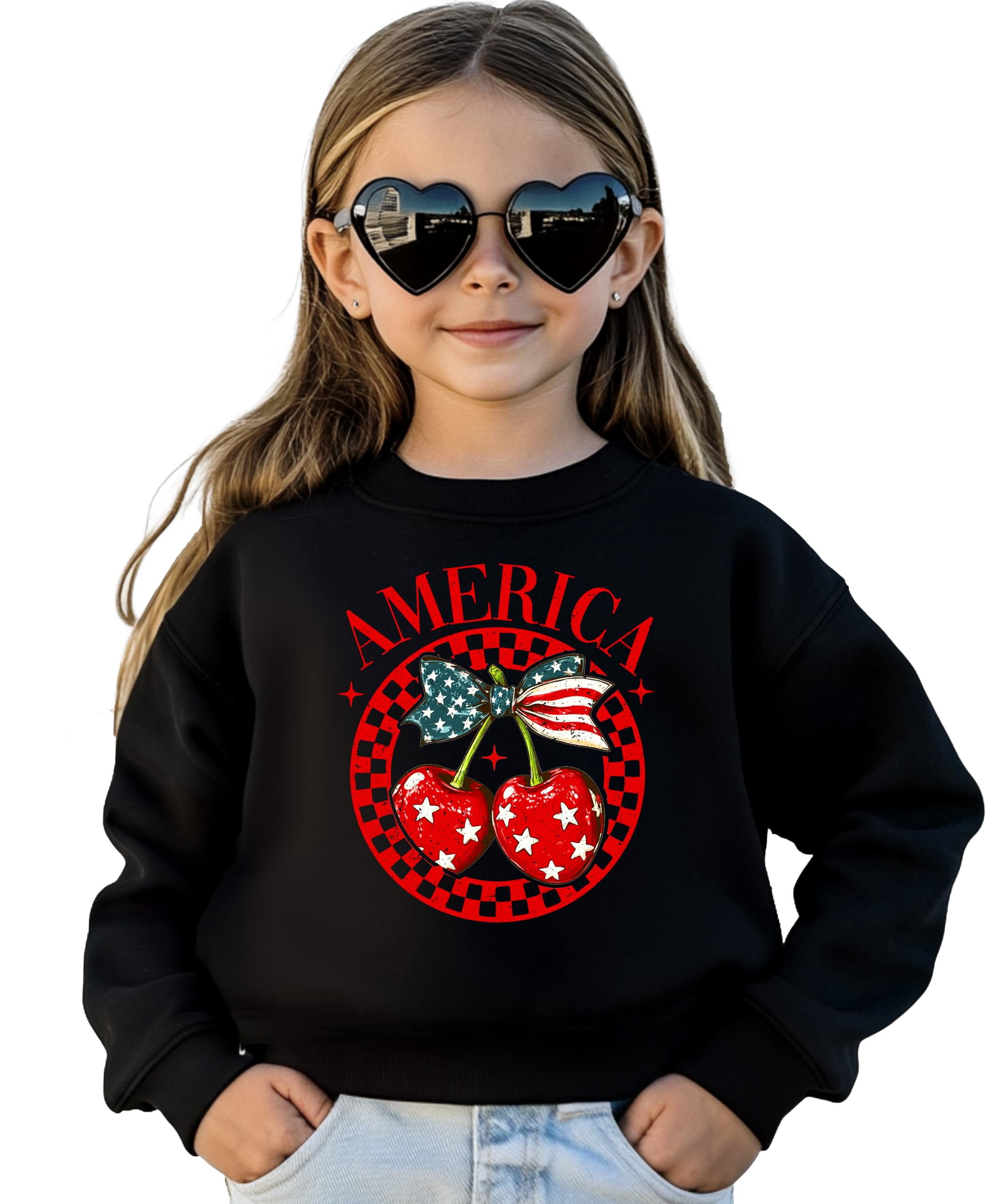 America Cherry Sweatshirt for Women, Teens, & Kids Patriotic Coquette ...