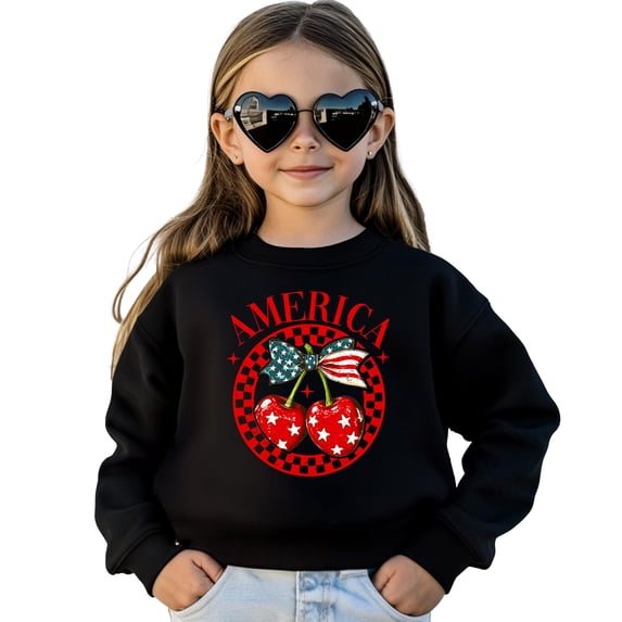 America Cherry Sweatshirt for Women, Teens, & Kids Patriotic Coquette ...