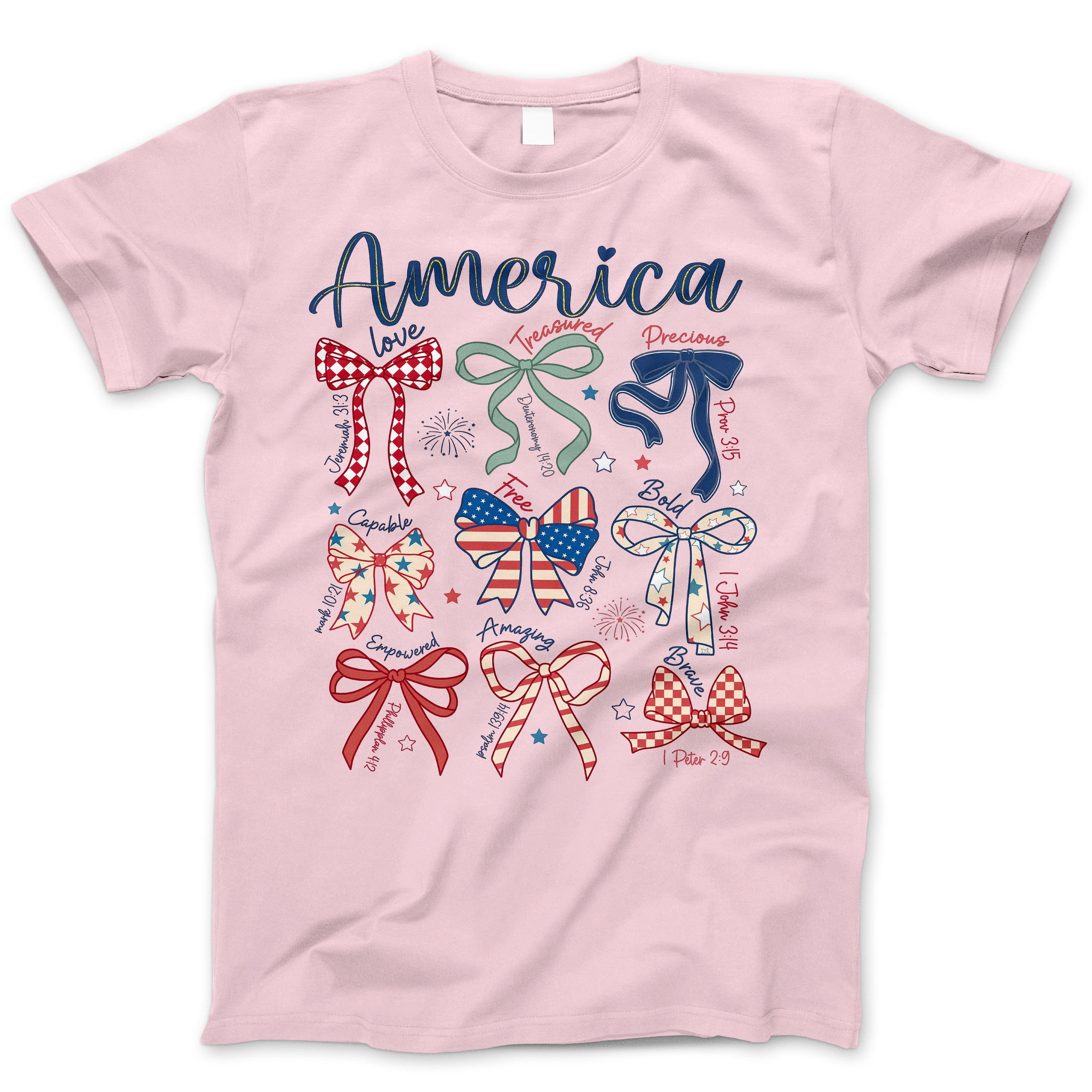 America Christian Bows T-Shirt – Patriotic Faith-Based Tee with Bible ...