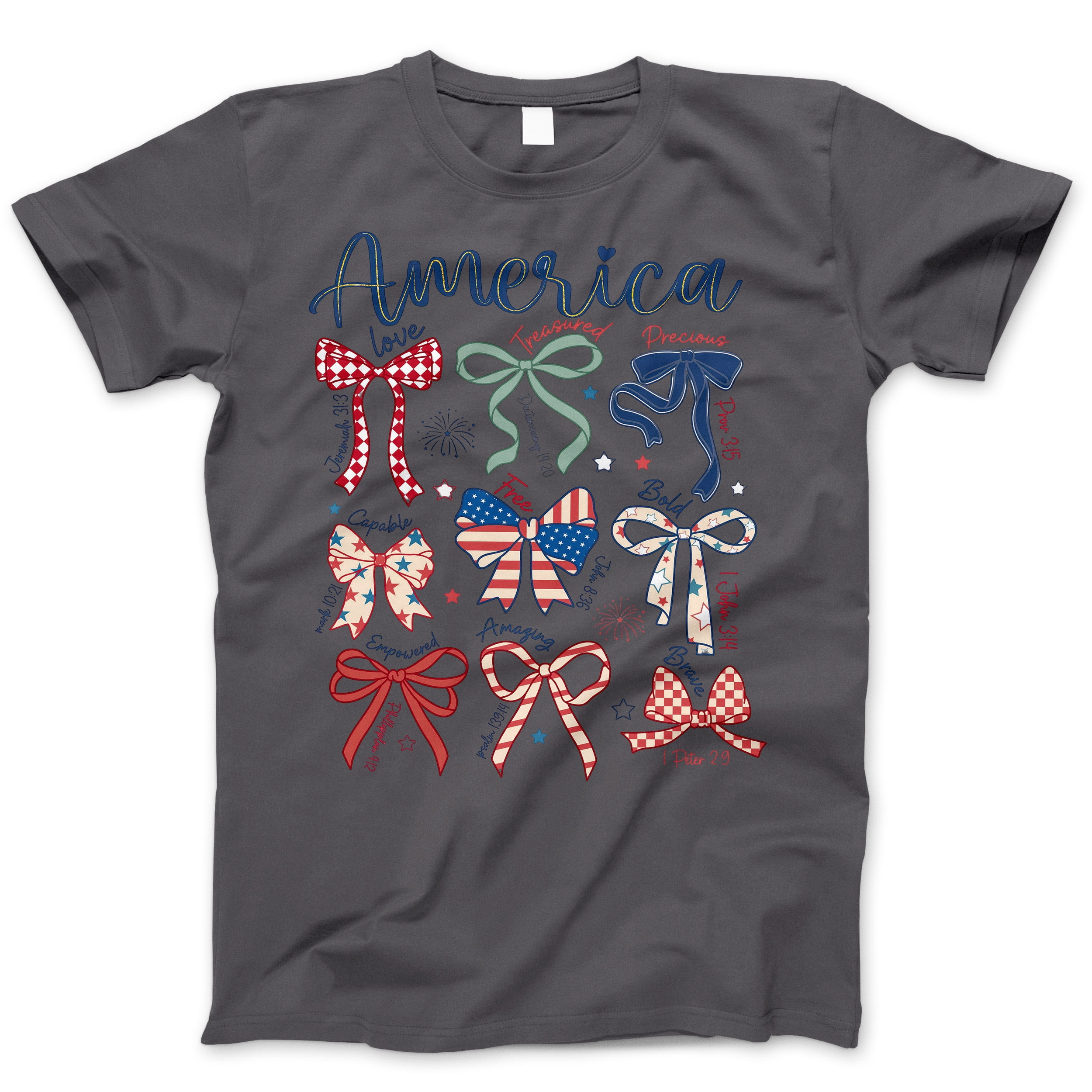 America Christian Bows T-Shirt – Patriotic Faith-Based Tee with Bible ...