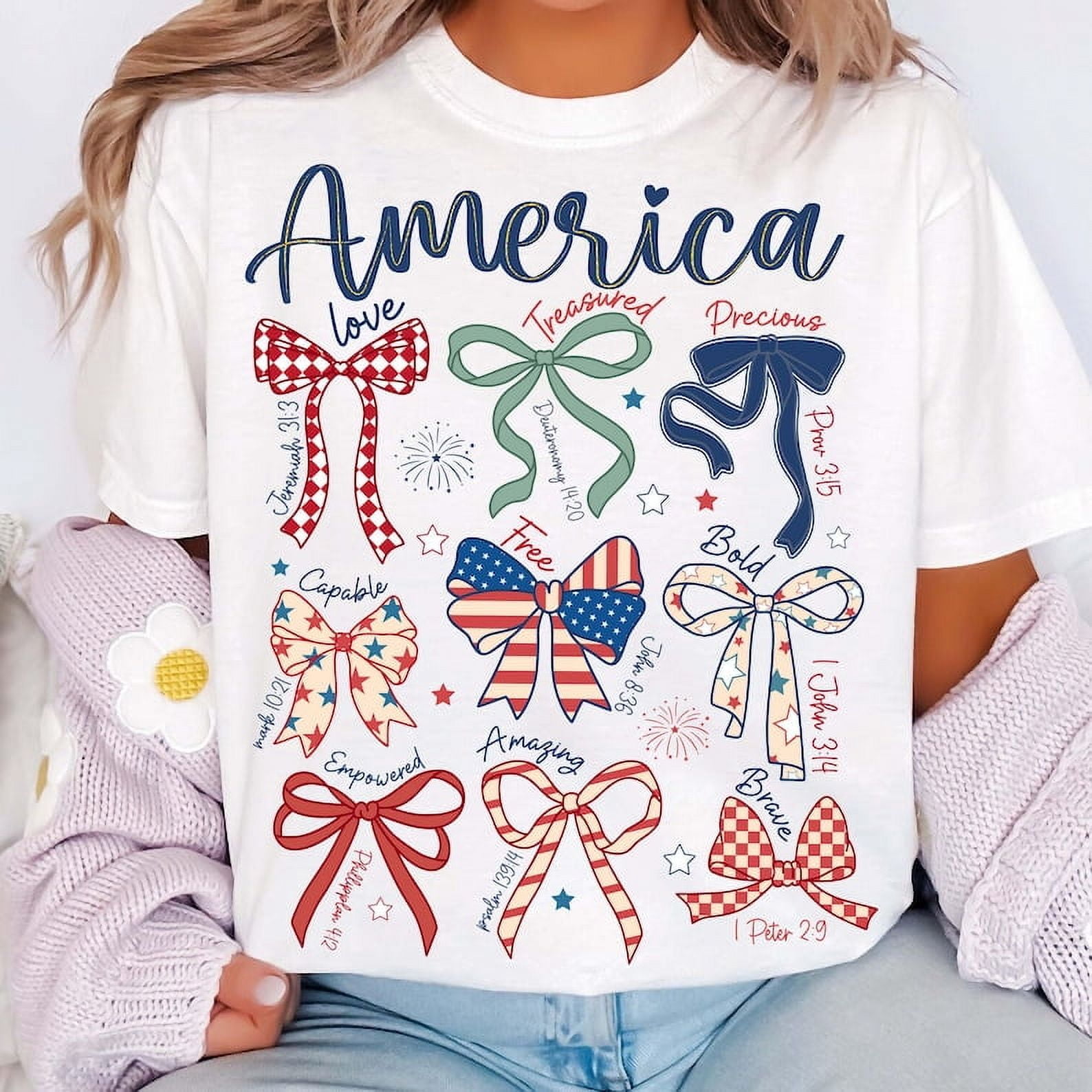 America Coquette USA T-shirt, 4th of July Shirt, Girly Patriotic Shirt ...