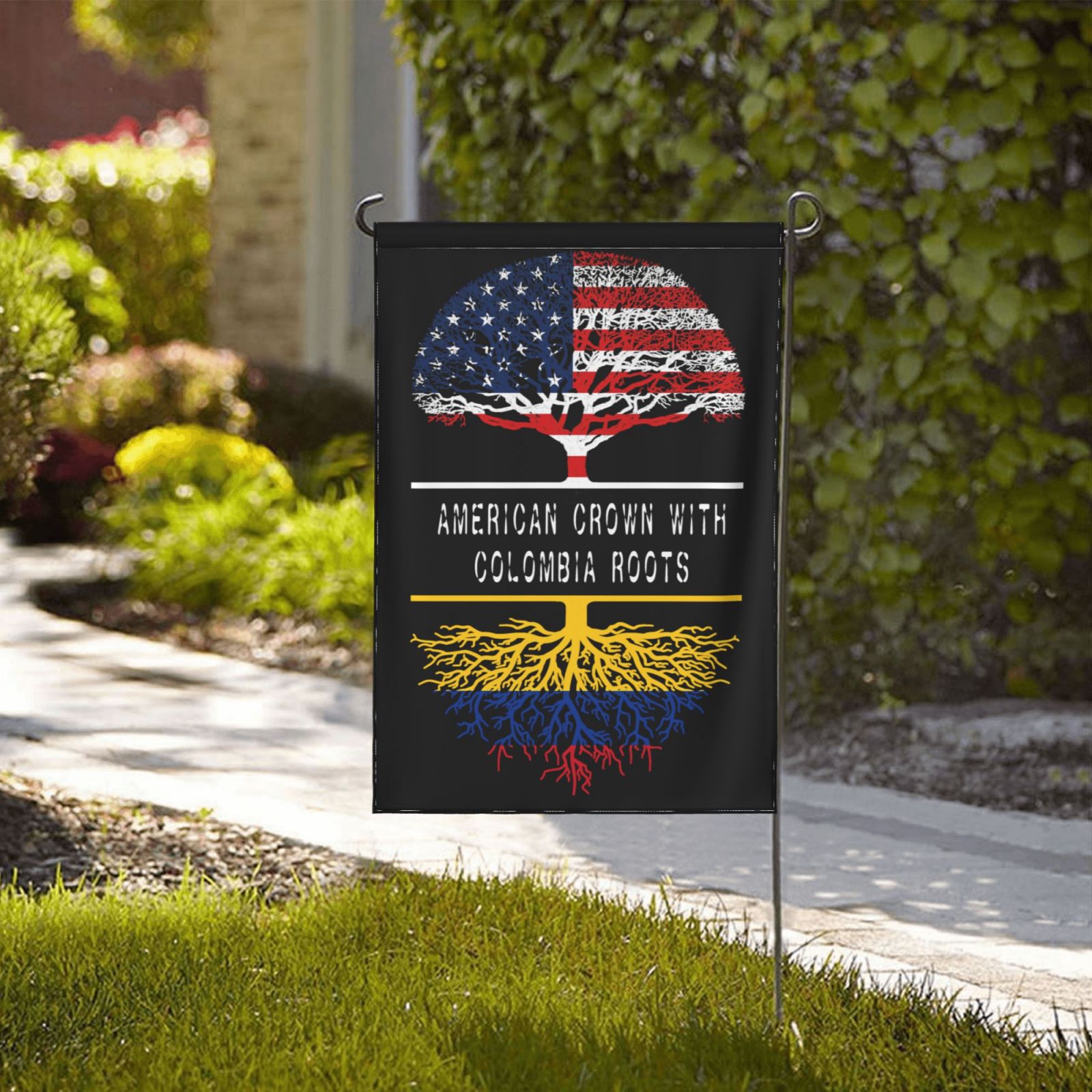 America Crown With Colombia Roots Funny Garden Flag,Vertical Double ...