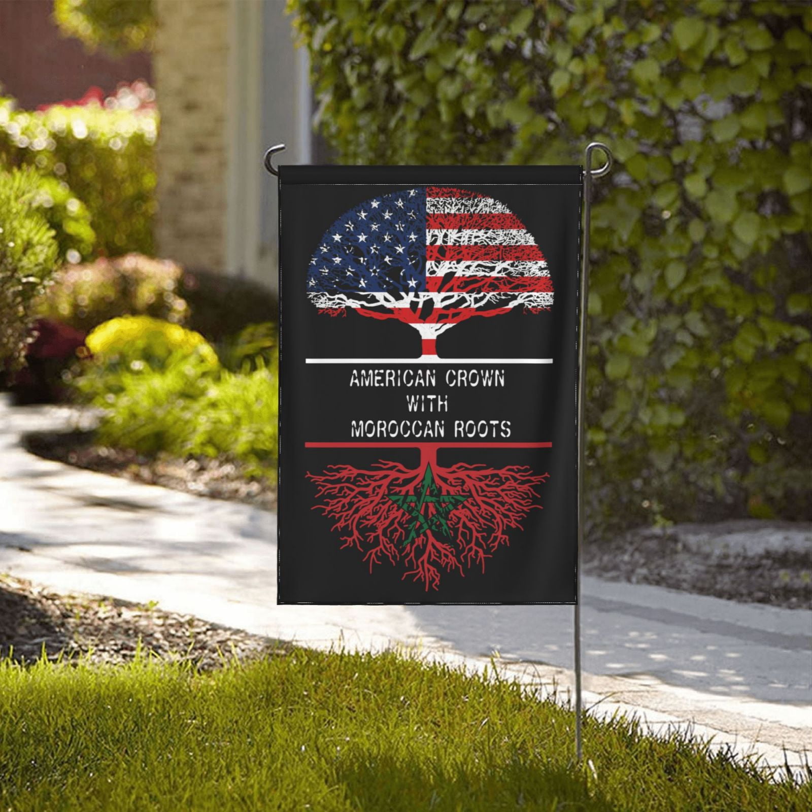 America Crown With Moroccan Roots Funny Garden Flag,Vertical Double ...