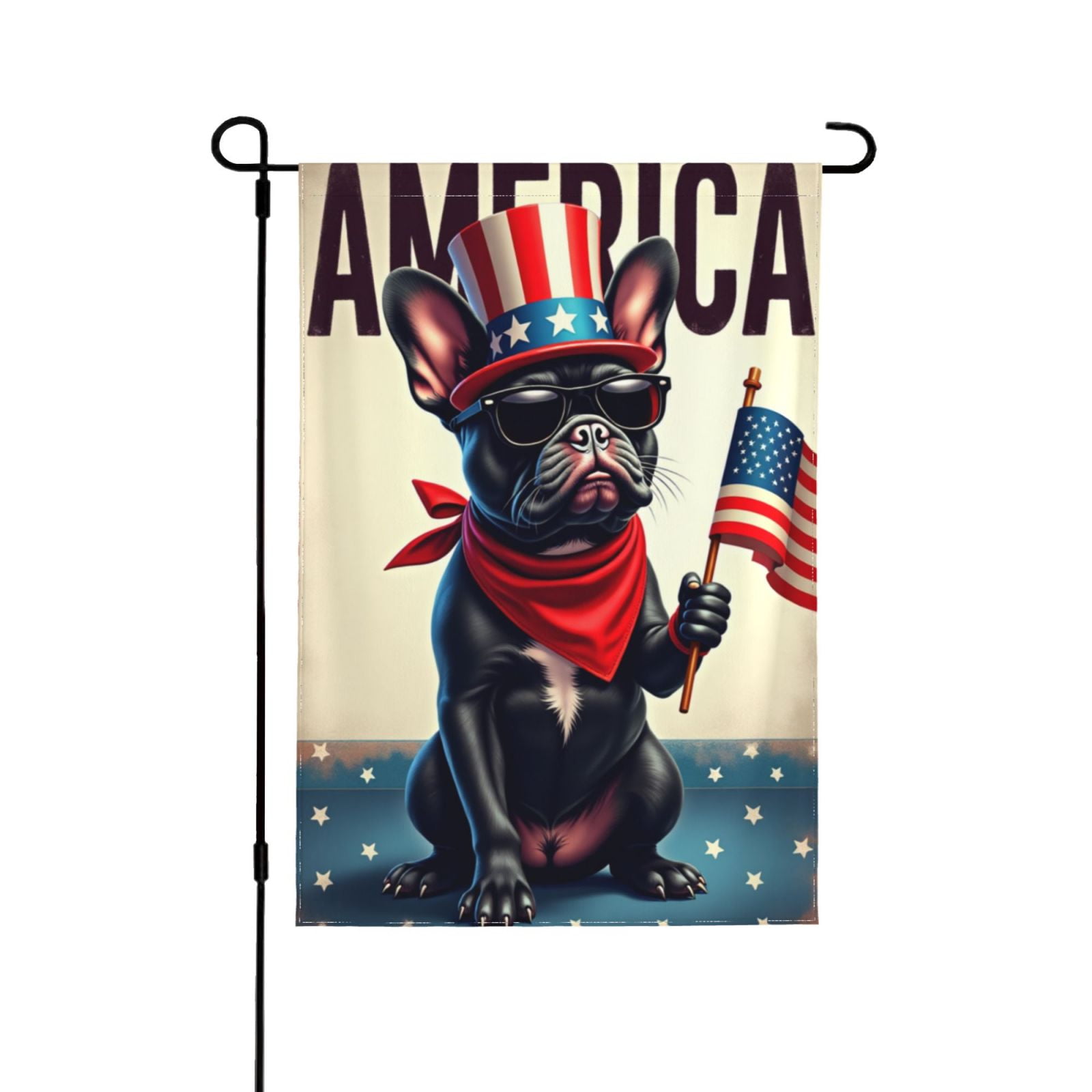 America Dog Stars And Stripes Garden Flag 12.5x18 Inch Small Double Sided Readable Yard Signs ...