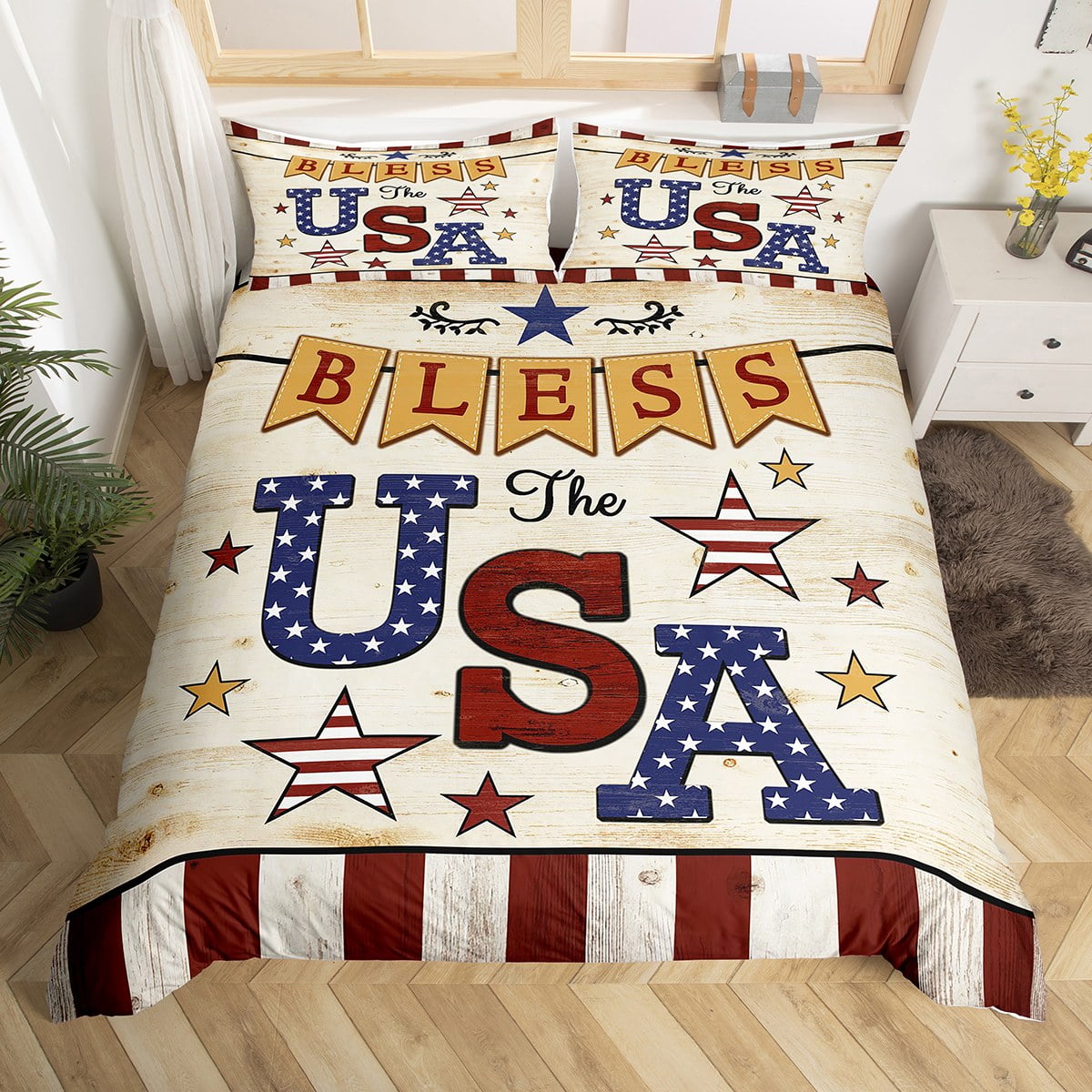America Duvet Cover American Flag Bedding Sets, God Bless The USA ...